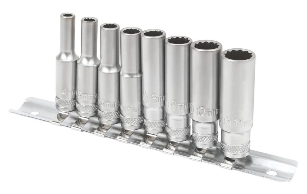 Magnusson 1/4" Drive Socket Rail Set 8 Pieces - Screwfix