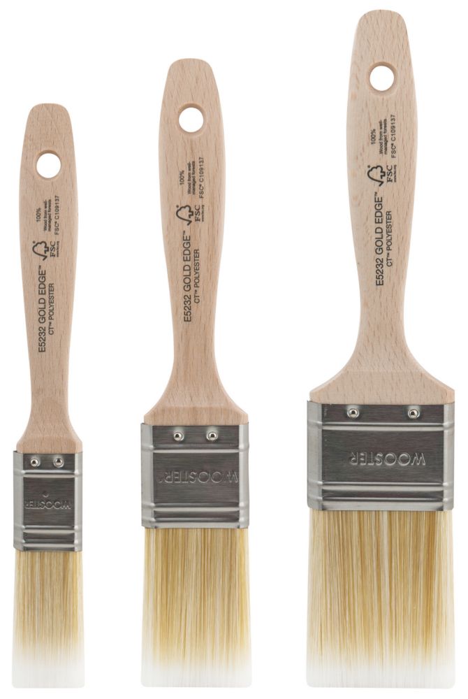 Wooster Gold Edge Cutting-In Paint Brushes 3 Piece Set - Screwfix