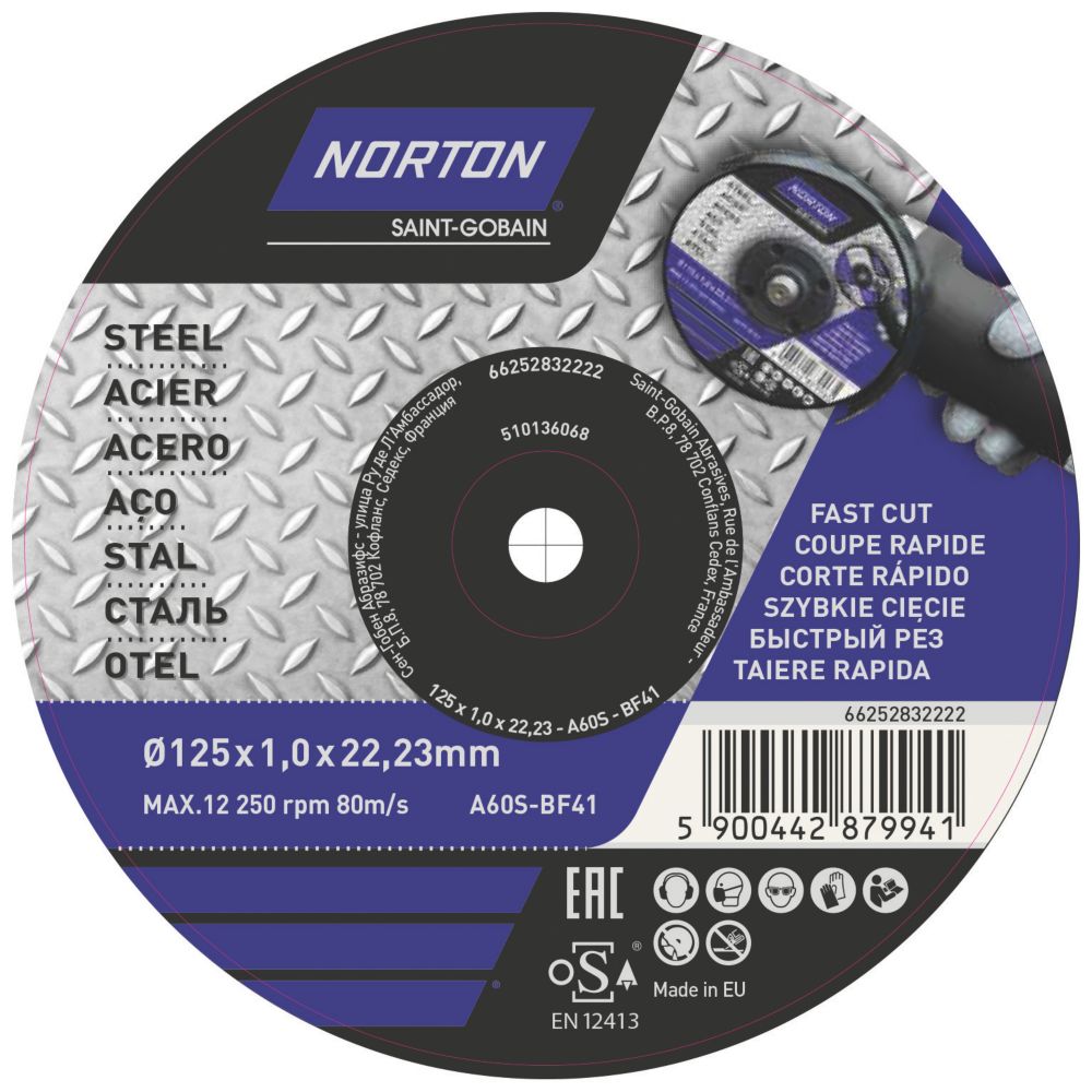 Norton Metal Cutting Discs 125mm (5") x 22.23mm 5 Pack - Screwfix