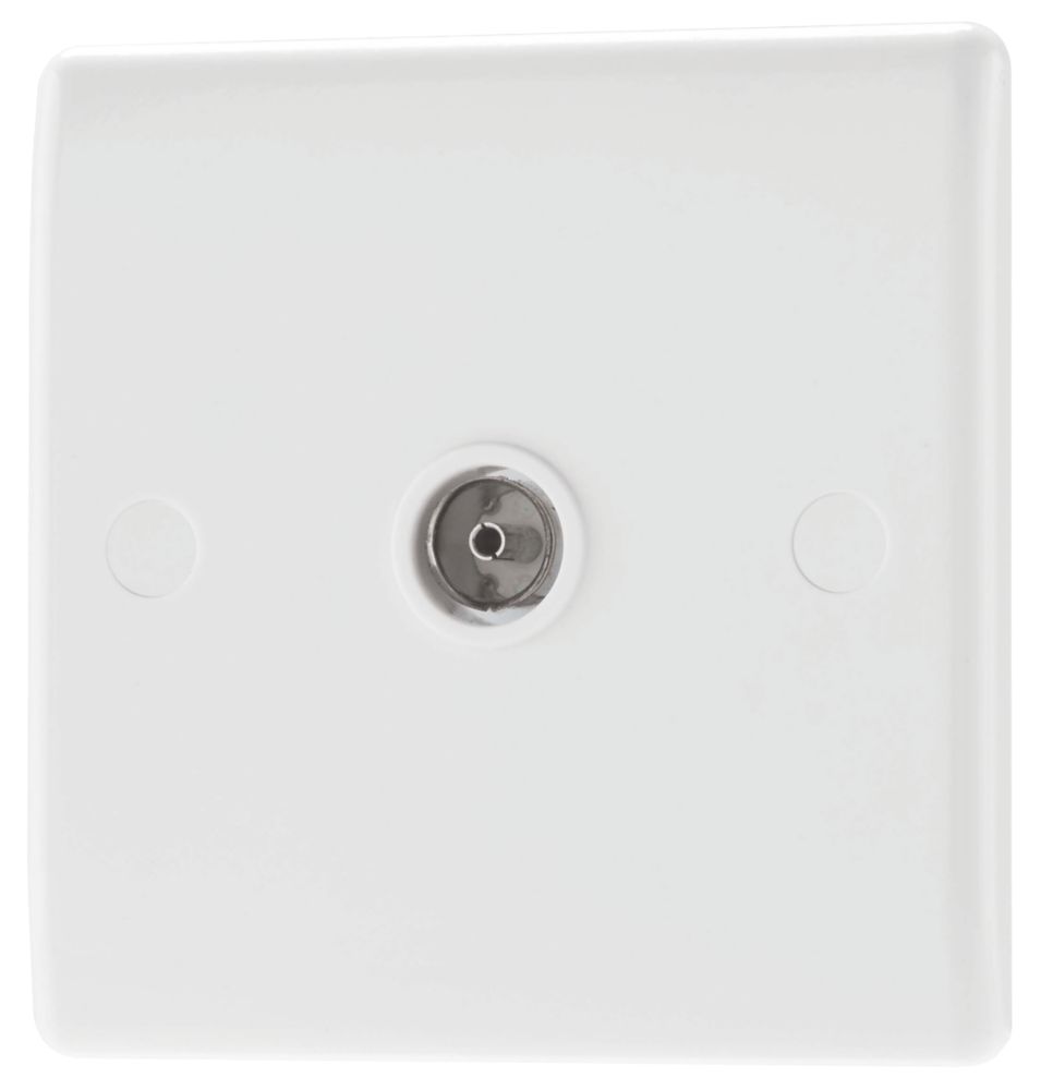 British General 800 Series 1-Gang Coaxial TV Socket White - Screwfix