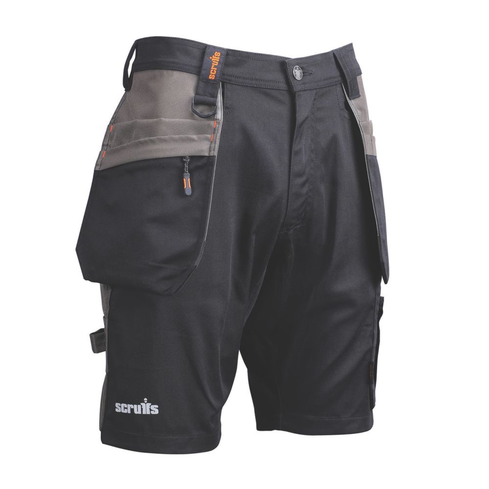 Scruffs Worker Plus Multi-Pocket Holster Work Shorts Black 38" W - Screwfix