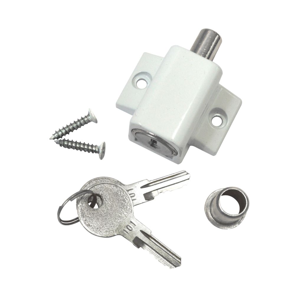 Smith & Locke Patio Door Lock White | Patio Door Locks | Screwfix.ie