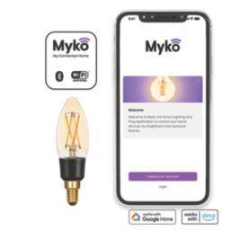 LAP E14 Candle LED Virtual Filament Smart Light Bulb 4.2W 470lm - Screwfix