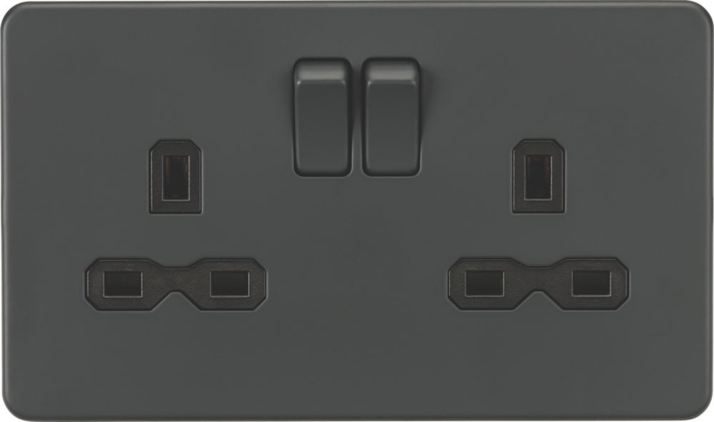 Knightsbridge 13A 2-Gang DP Switched Double Socket Anthracite with ...