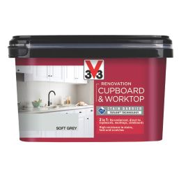 V33 2Ltr Soft Grey Satin Kitchen Cupboard Paint - Screwfix