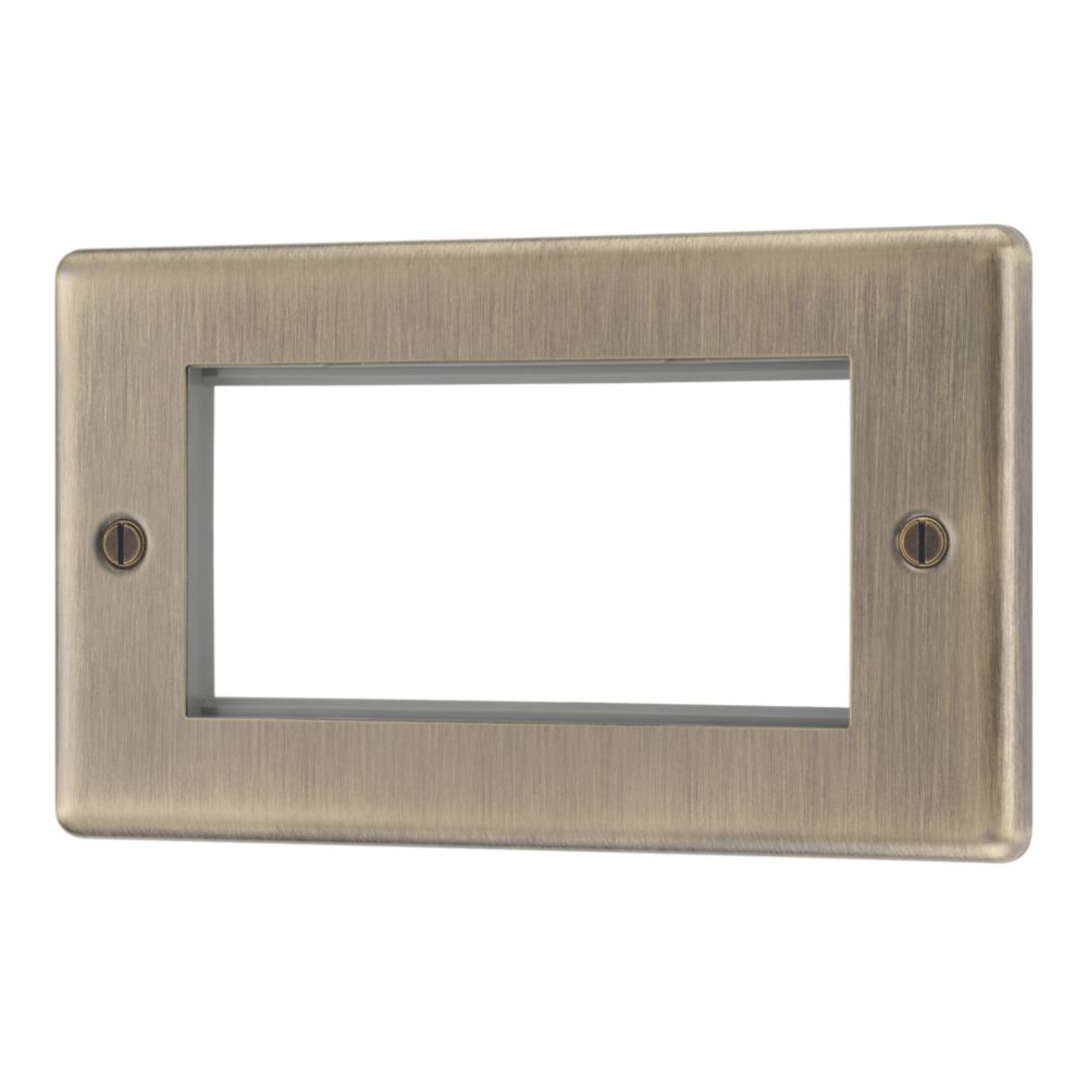 LAP 4-Module Modular Faceplate Antique Brass - Screwfix