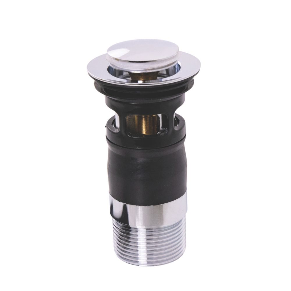 Top-Fix Slotted Push Button Basin Waste Chrome 60mm - Screwfix