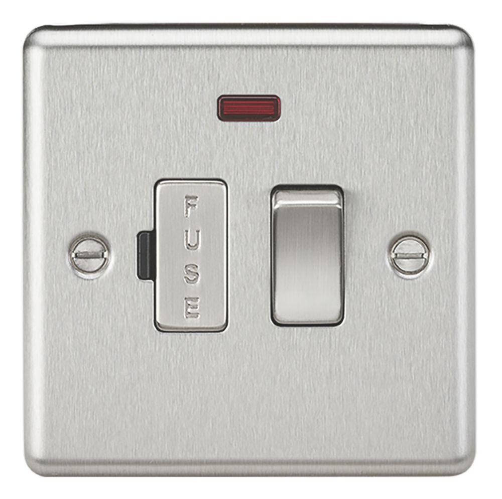 Knightsbridge 13A Switched Fused Spur with LED Brushed Chrome - Screwfix