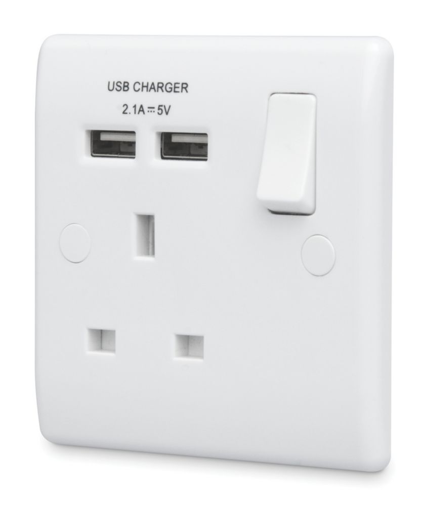British General 800 Series 13A 1-Gang SP Switched Socket + 2.1A 10.5W 2 ...