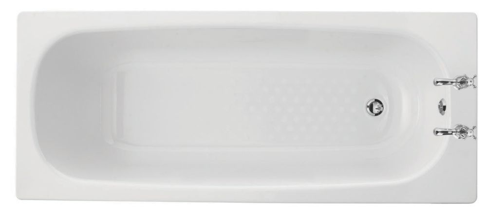 Grove Single-Ended Bath Porcelain Enamelled Steel 2 Tap Holes 1700mm x ...
