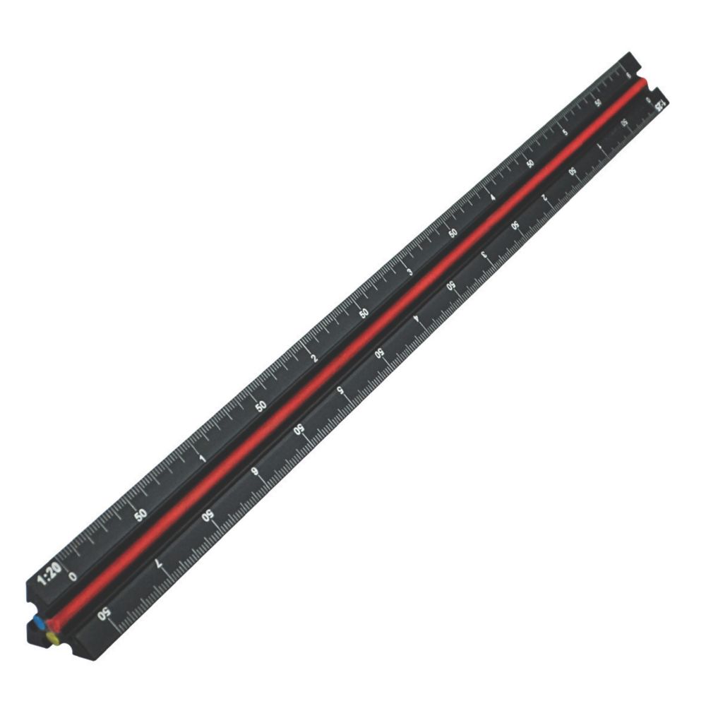 Faithfull Tri-Scale Engineer Aluminium Ruler 11 3/4" (300mm) - Screwfix