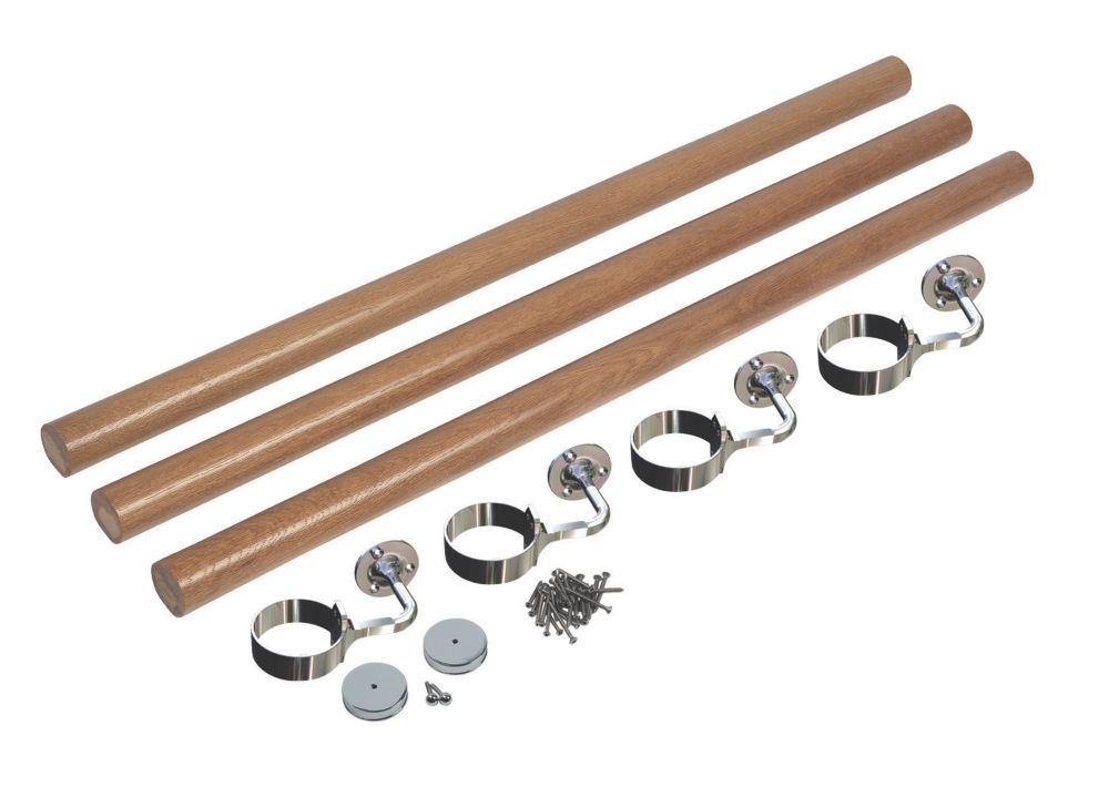 Richard Burbidge White Oak Round Staircase Handrail Kit 3600mm - Screwfix