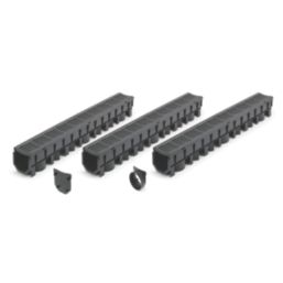 FloPlast FloDrain Garage Set Black 115mm x 1m 3 Pack - Screwfix