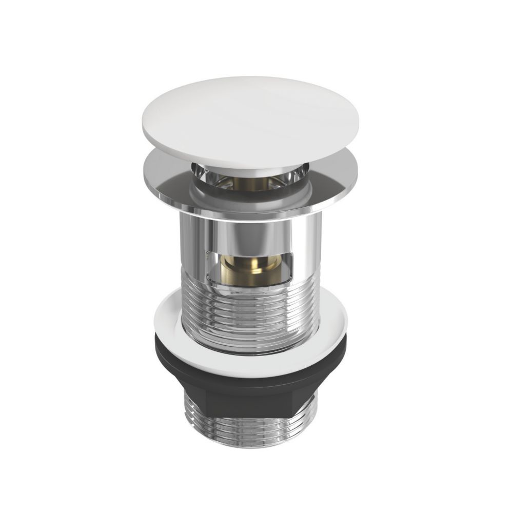 ETAL Slotted Ceramic Push Button Basin Waste White 70mm - Screwfix