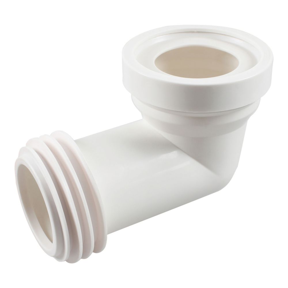 Flomasta Rigid 90° Angled Pan Connector White 234.8mm - Screwfix