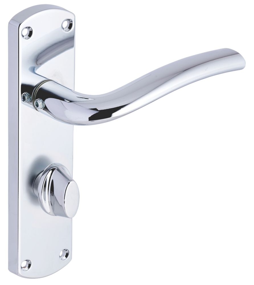 Smith Locke Corfe Fire Rated WC Door Handles Pair Polished Chrome