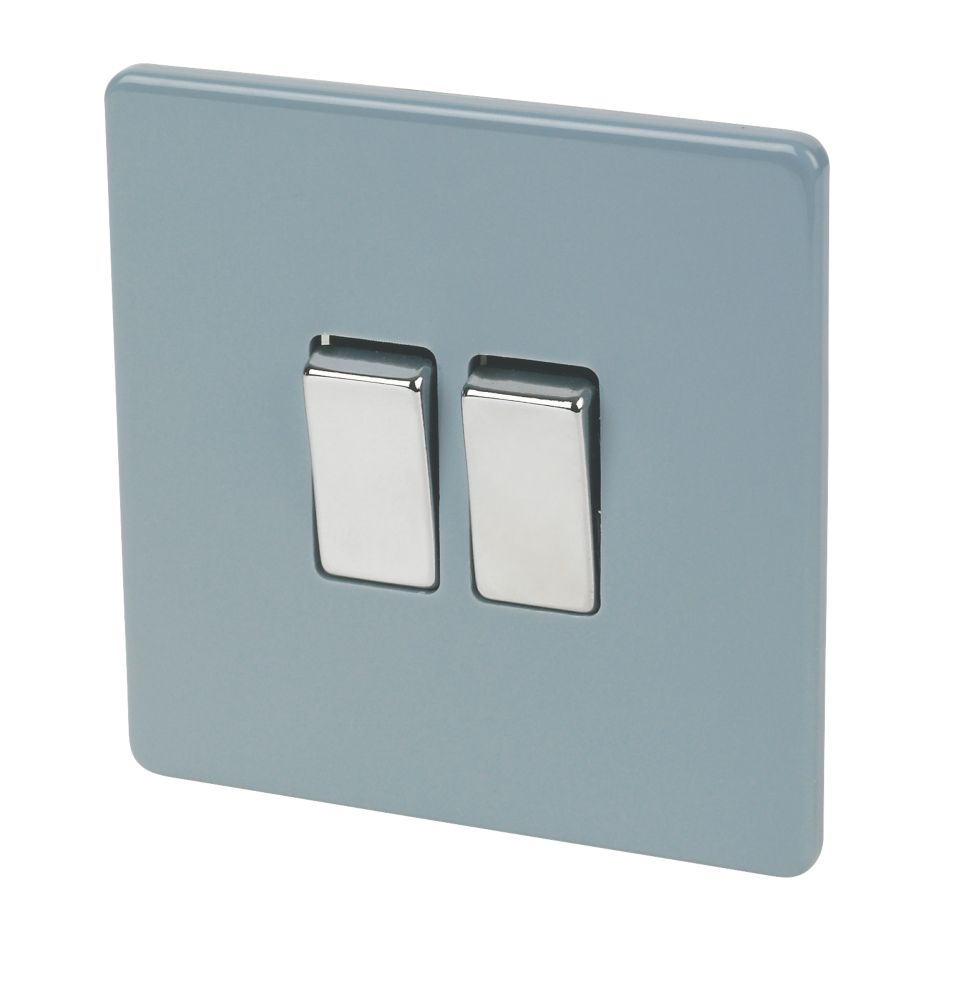 Varilight 10AX 2-Gang 2-Way Light Switch Sky Blue | Switches | Screwfix.ie