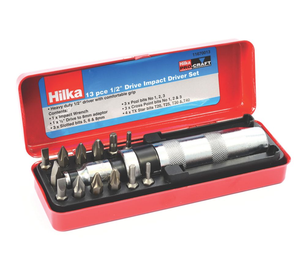 Hilka Pro-Craft Impact Driver Set 13 Pieces - Screwfix