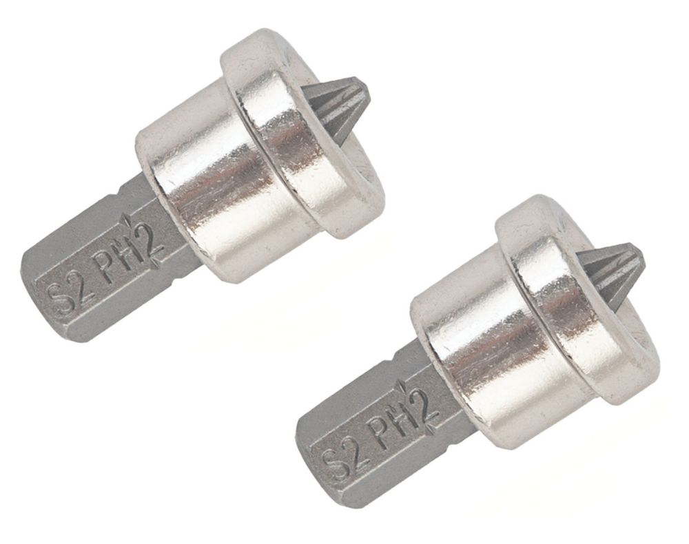 Titan 6.35mm 25mm Hex Shank PH2 Screwdriver Bits 2 Pack - Screwfix