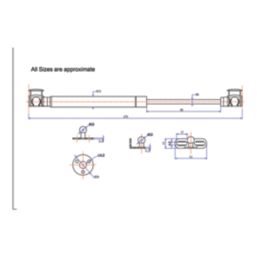 Essentials Satin Silver Top Box Stay Hinge Piston Support 270mm - Screwfix