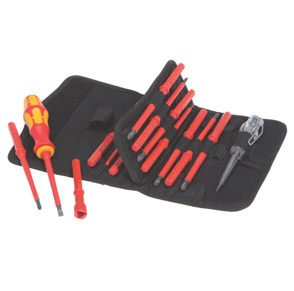 Wera Kraftform Kompakt VDE Interchangeable Screwdriver Bit Set 18 Pieces - Screwfix