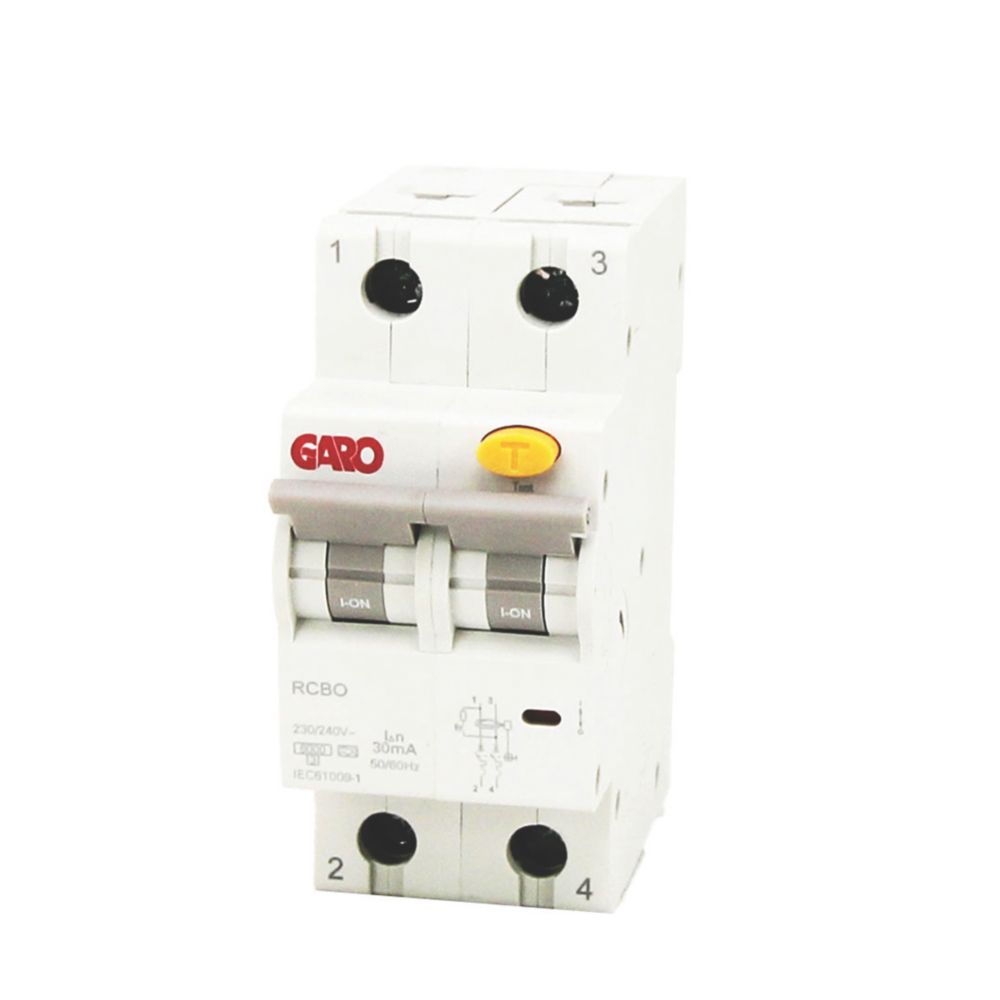 Garo RCBOGRB40EVS 40A 30mA Type A 1P+N B Curve RCBO - Screwfix
