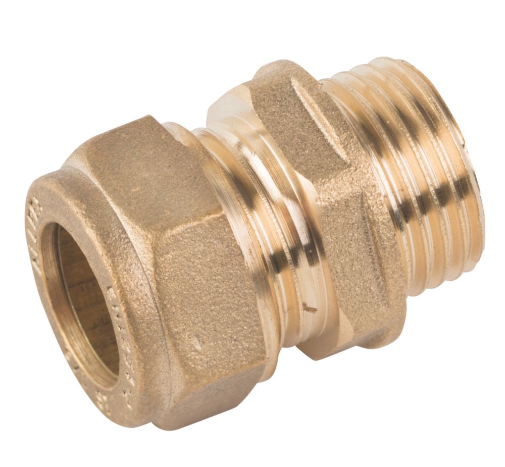 Midbrass Brass Compression Adapting Male Coupler 3/4" x 1/2" - Screwfix