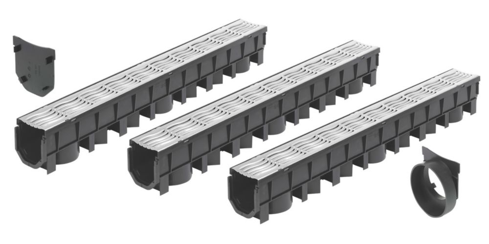 FloPlast FloDrain Drainage Set Silver 115mm x 1m 3 Pack - Screwfix