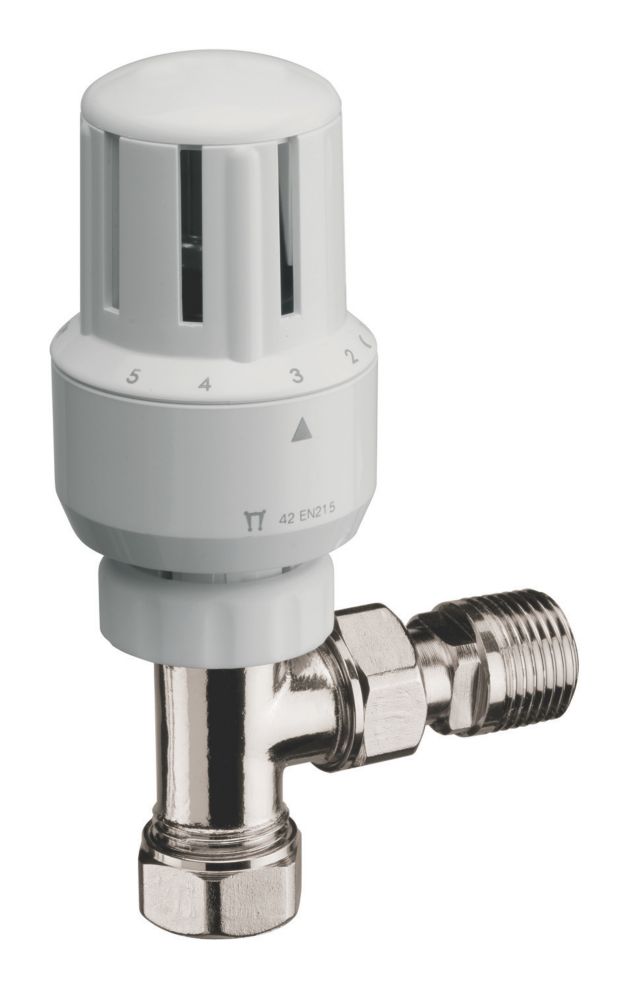 15mm x 1/2" White Angled Standard Thermostatic Radiator Valve Head ...