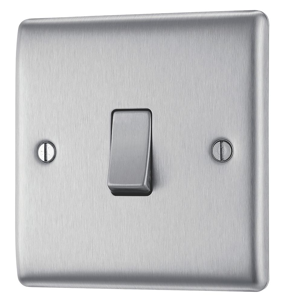 British General Nexus Metal 10AX 1-Gang 2-Way Light Switch Brushed ...