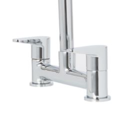 Isar Deck Mounted Dual-Lever Bridge Mixer Kitchen Tap Chrome - Screwfix