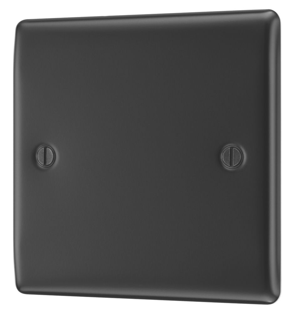 British General Nexus Metal 1-Gang Blanking Plate Matt Black - Screwfix