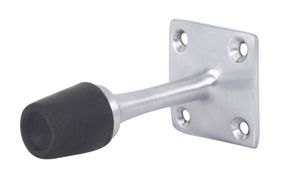 Cylinder Door Stop 64 x 38mm Satin Chrome 5 Pack - Screwfix