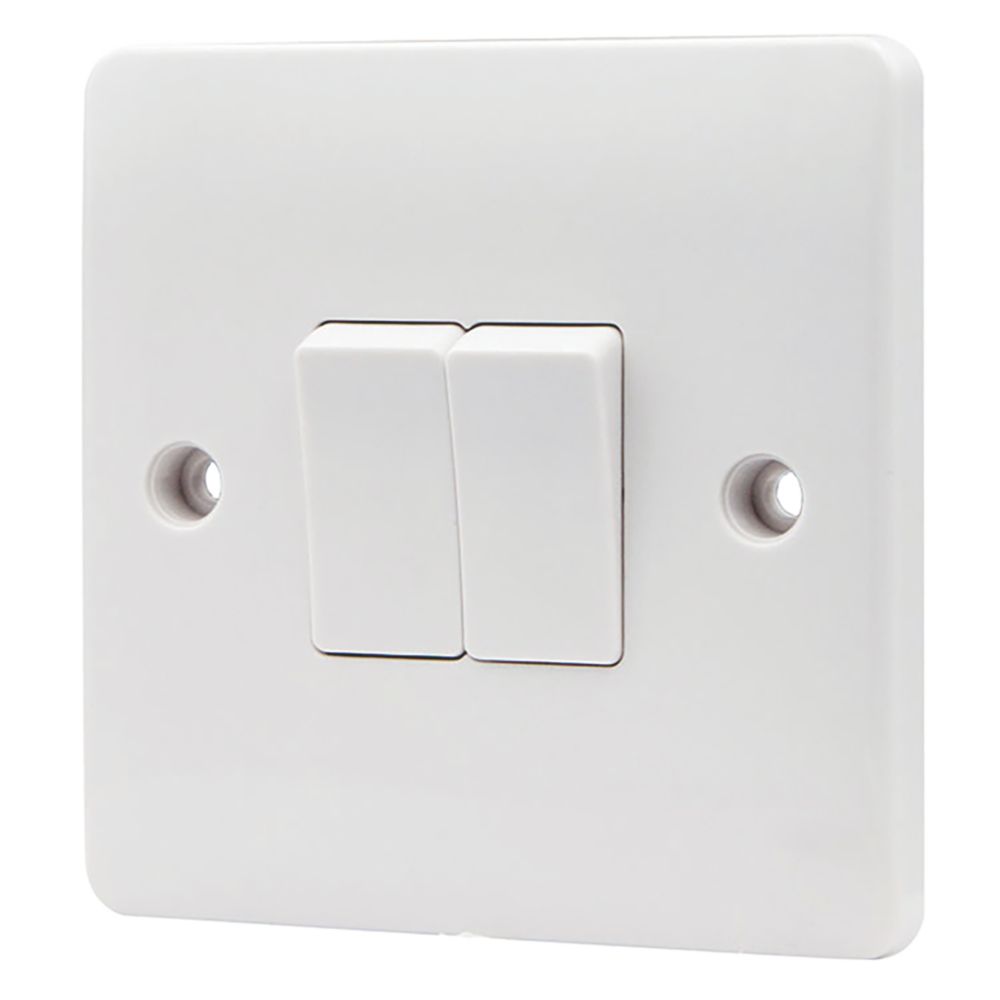 Vimark Pro 10A 2-Gang 2-Way Light Switch White - Screwfix