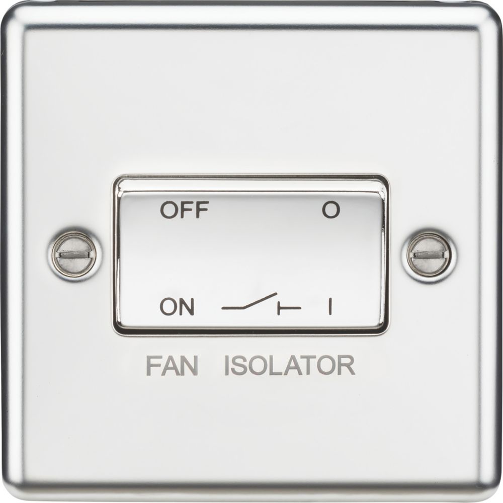 Knightsbridge 10AX 1-Gang TP Fan Isolator Switch Polished Chrome - Screwfix