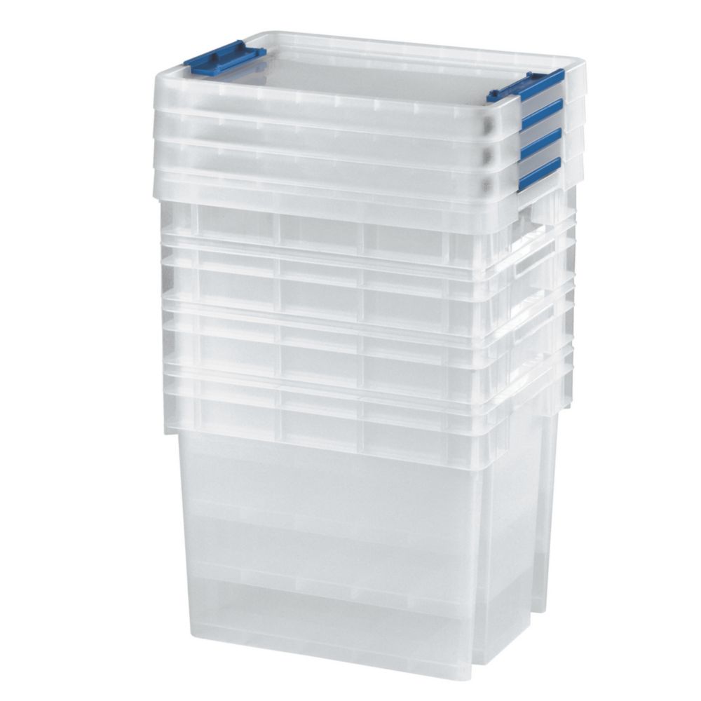 Essentials 24Ltr 283mm x 390mm x 308mm Transparent Storage Box 4 Pack ...