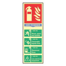 Essentials Photoluminescent "Fire Extinguisher Dry Powder" Sign 300mm x ...