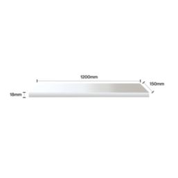 RB UK White High Gloss Radiator Shelf 1200mm x 150mm x 18mm - Screwfix