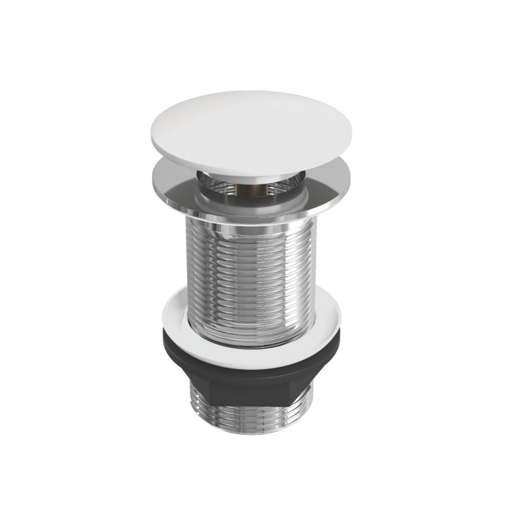 ETAL Unslotted Ceramic Push Button Basin Waste White 70mm - Screwfix