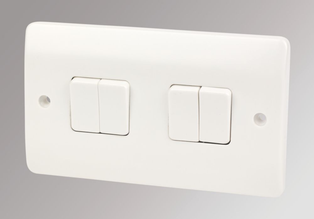 MK Logic Plus 10AX 4-Gang 2-Way Light Switch White | Switches | Screwfix.ie