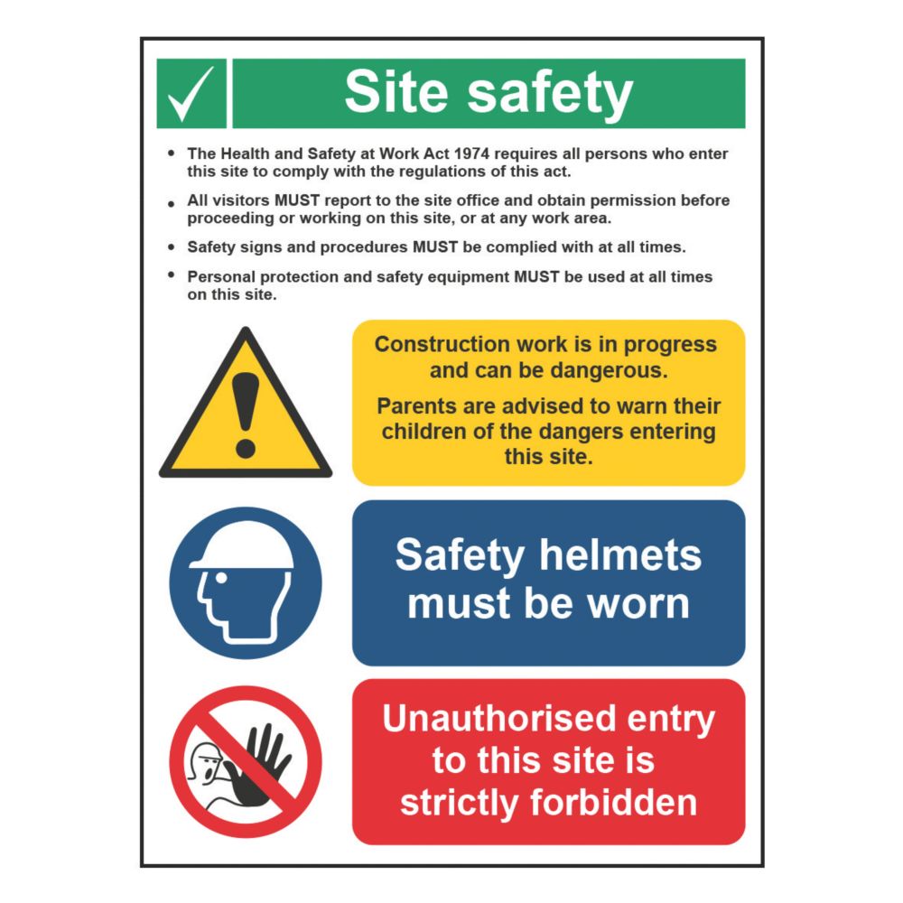 Essentials "Site Safety" Notice Sign 400mm x 300mm - Screwfix