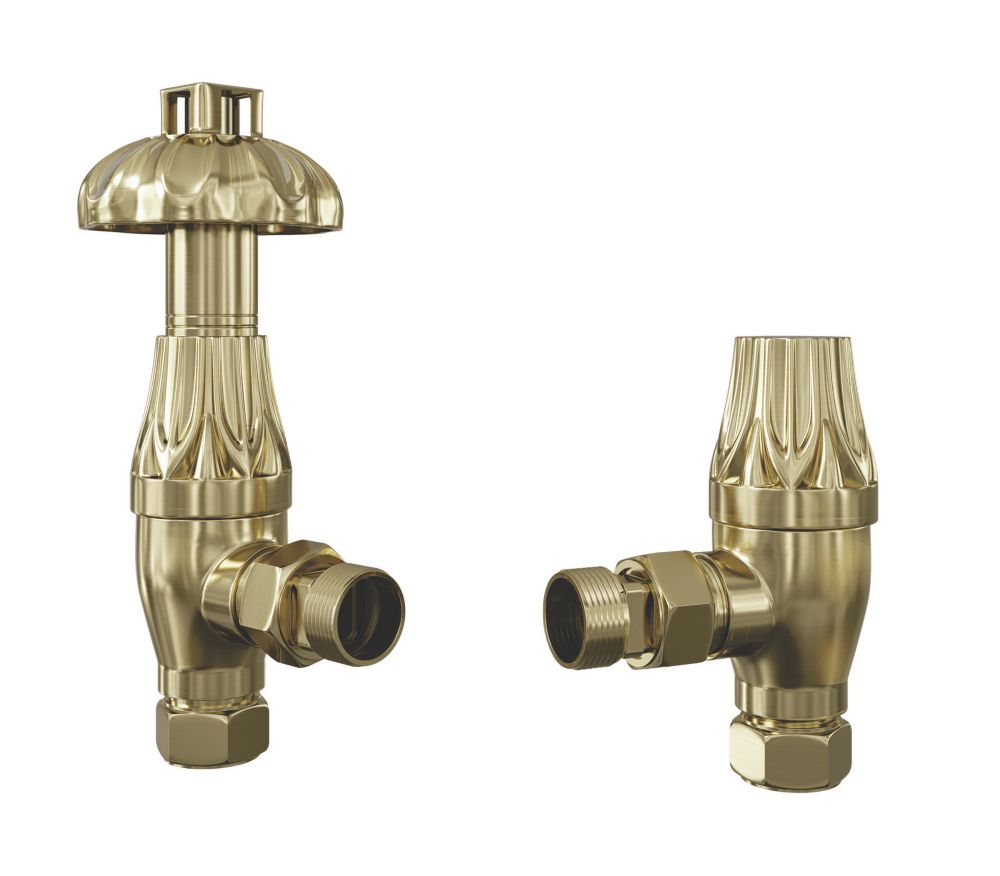 ETAL Ealing 15mm x 1/2" Brushed Brass Angled Traditional Thermostatic ...