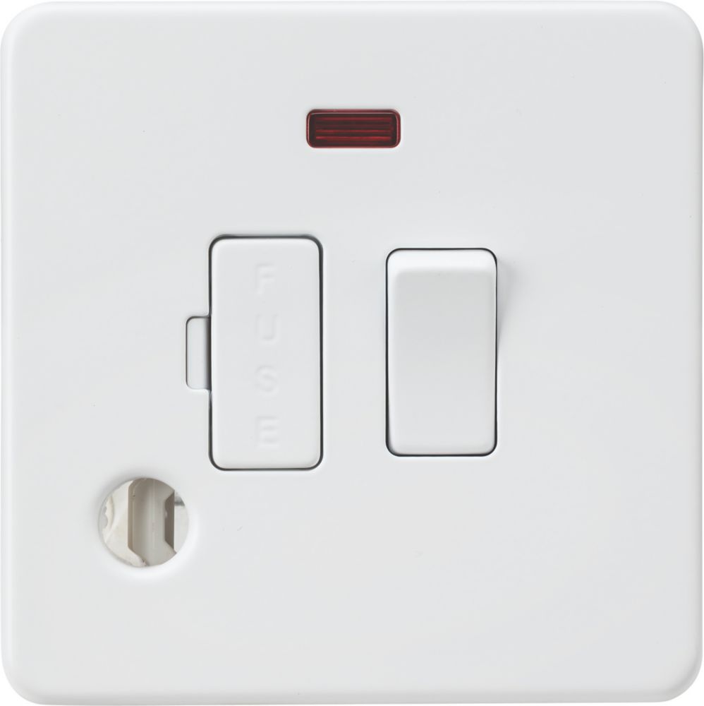 Knightsbridge 13A Switched Fused Spur & Flex Outlet with LED Matt White ...