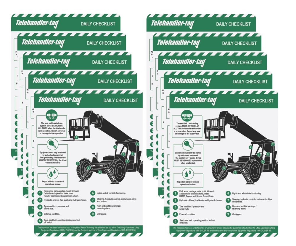 Scafftag Telehandler Tag Inserts 10 Pack - Screwfix