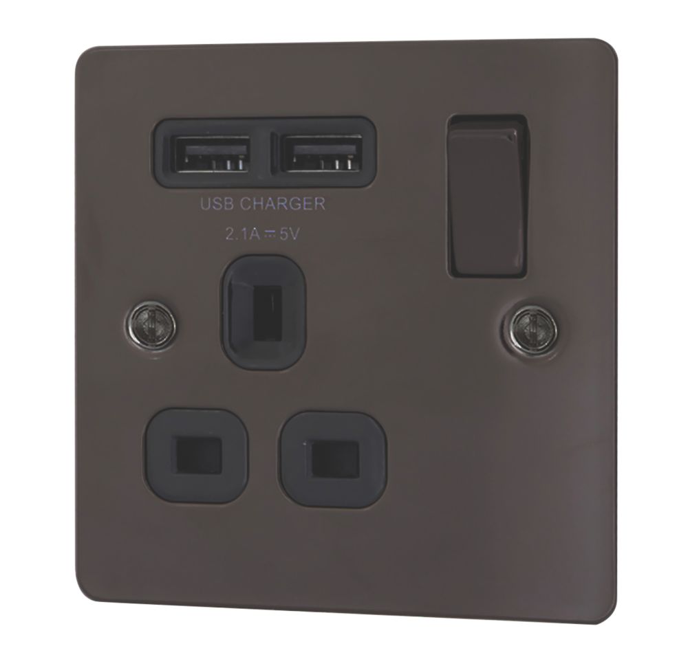 LAP 13A 1-Gang SP Switched Socket + 2.1A 10.5W 2-Outlet Type A USB ...