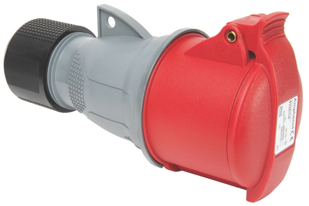 Amphenol 32A 4P+E Straight Connector 415V - Screwfix