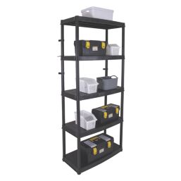 Essentials 5-Tier Plastic Garage Shelving Unit 850mm x 400mm x 1900mm ...