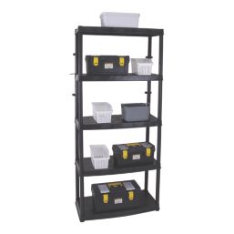 Essentials 5-Tier Plastic Garage Shelving Unit 850mm x 400mm x 1900mm ...