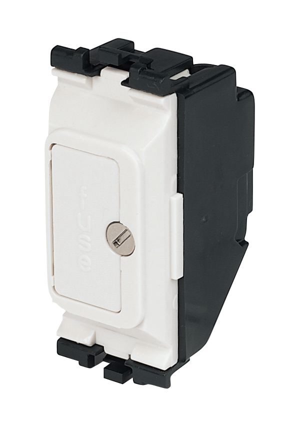 MK Grid Plus 13A Grid Fused Spur White with Colour-Matched Inserts ...