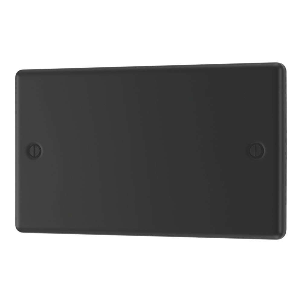 LAP 2-Gang Blanking Plate Matt Black - Screwfix